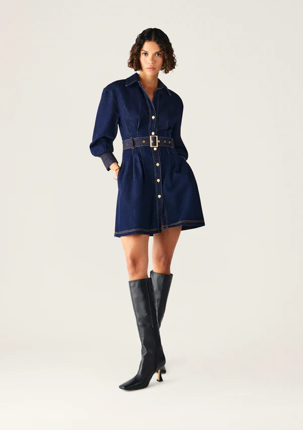 Sia Denim Mini Dress | Deep Indigo – oliveandclover