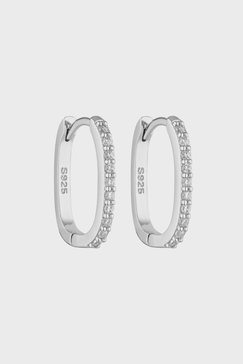 Oval Angel Hoops 15mm | White Gold – oliveandclover